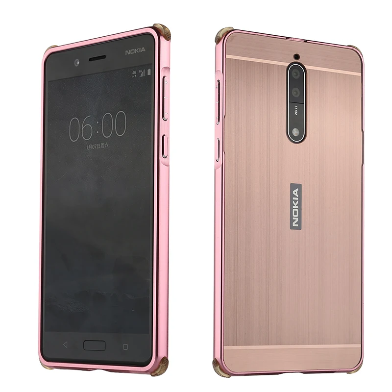 Luxury Aluminum Metal Frame Bumper For Nokia 8 Case Brushed PC Hard ...
