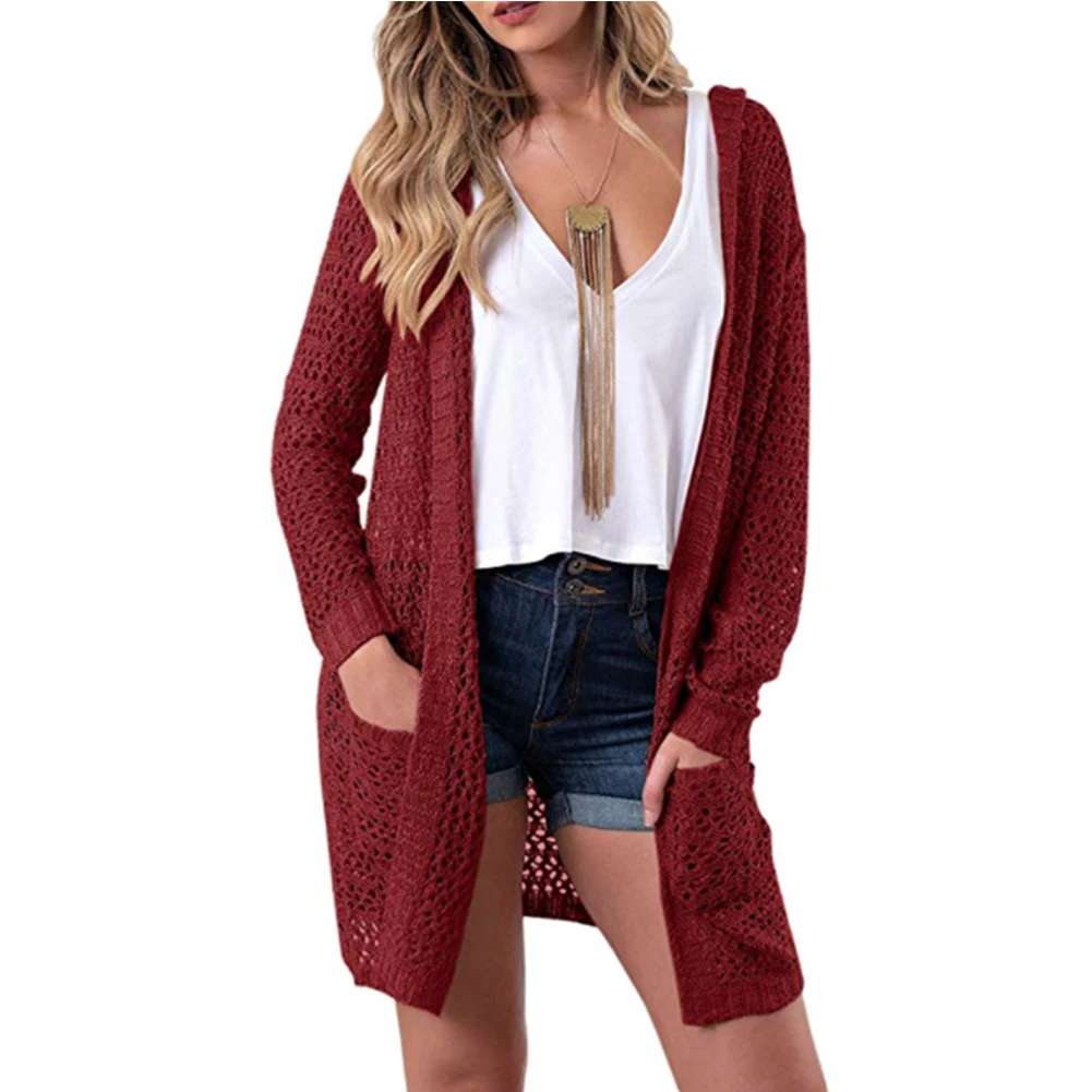 Otoño Invierno moda con capucha calado bolsillos regulares mujeres ...