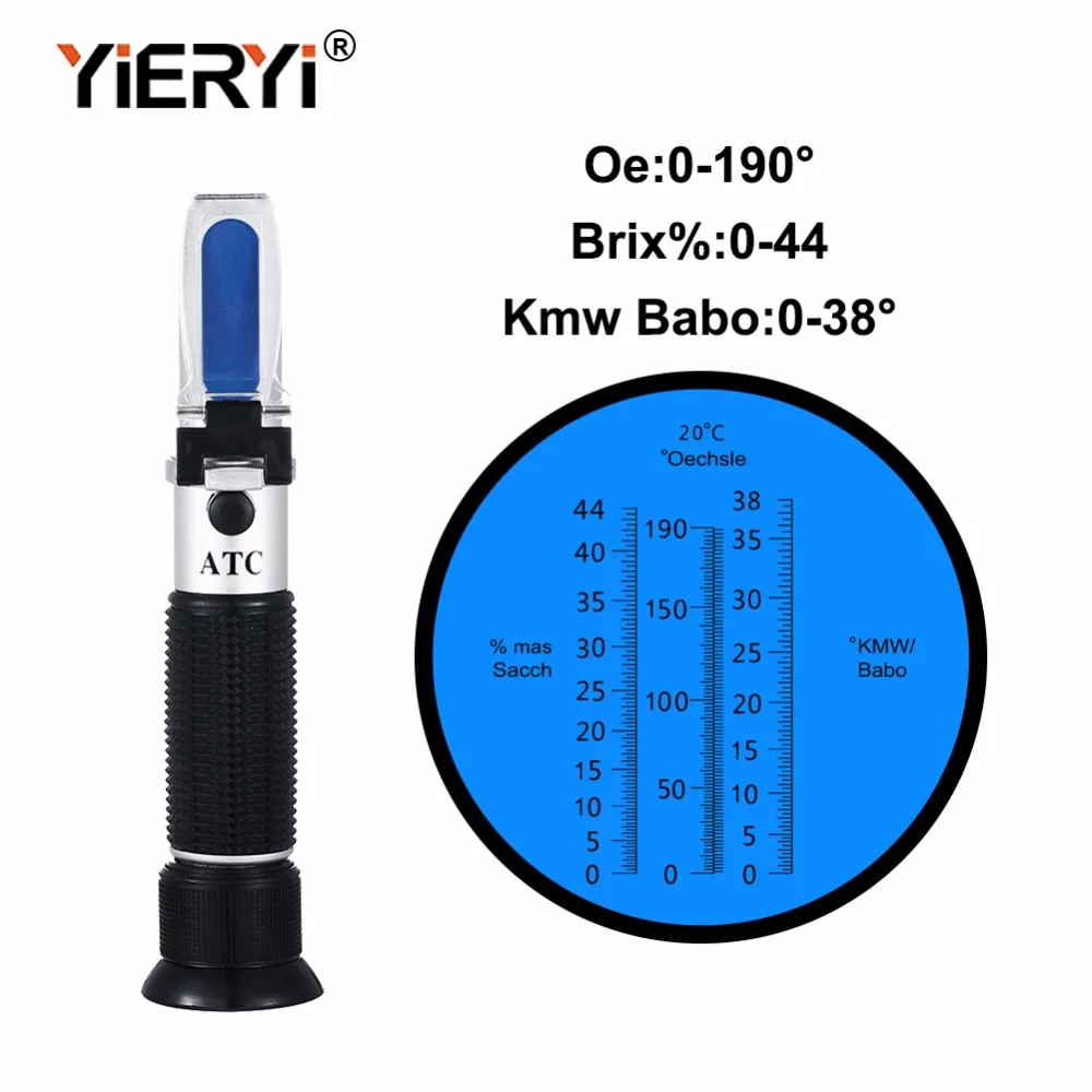 yieryi Handheld Oechsle Brix Refractomete 0~44% Brix 0~190 Oe Oechsle 0 ...