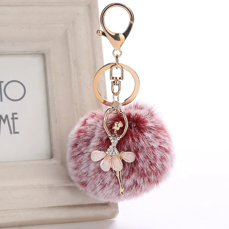 Women-Chaveiro-Angel-Keychain-8cm-Fur-Pom-Pom-Key-Chain-Faux-Rabbit ...