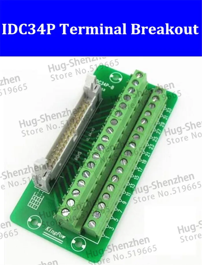 IDC34P-IDC-34-Pin-Male-Connector-to-34P-Terminal-Block-Breakout-Board ...