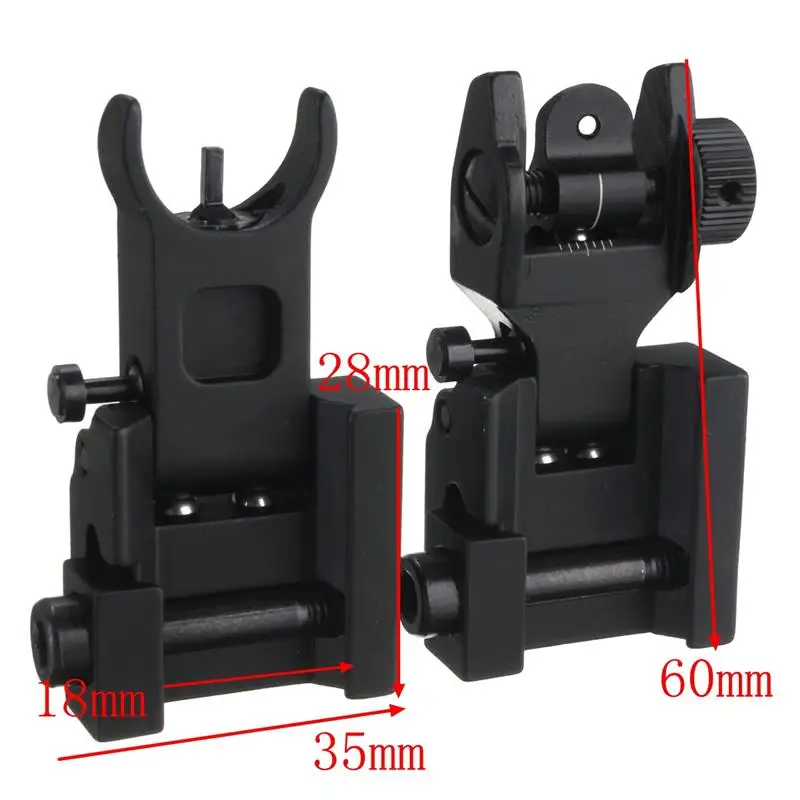 Hunting Adjustable Flip up Front Rear Iron Sight Set Rapid Transition ...