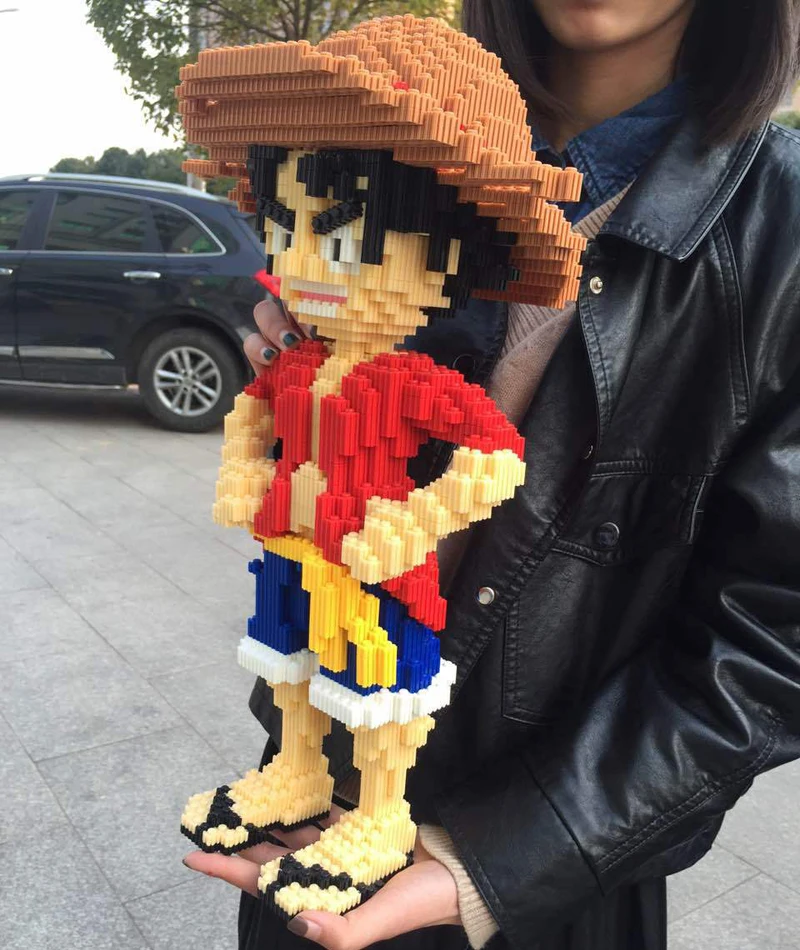 Big Size 8008 Anime One Piece Monkey D Luffy Pirate 3D Model DIY Micro ...