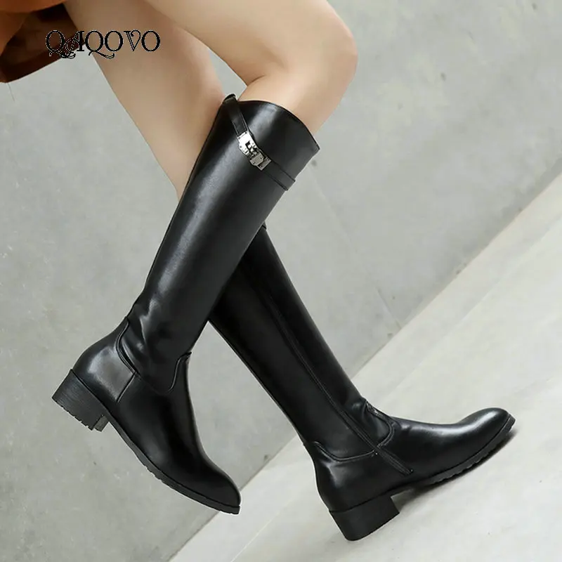 Botas hasta la rodilla con punta redonda para mujer, botines cómodos de ...