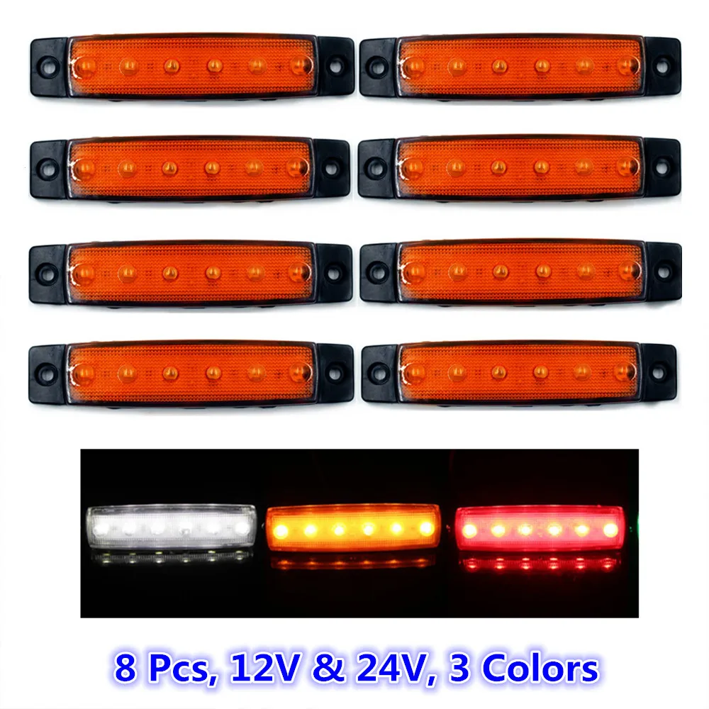 8 pcs Orange Marker Side LED Light Amber Lamp Indicator TRUCK LORRY 24v ...