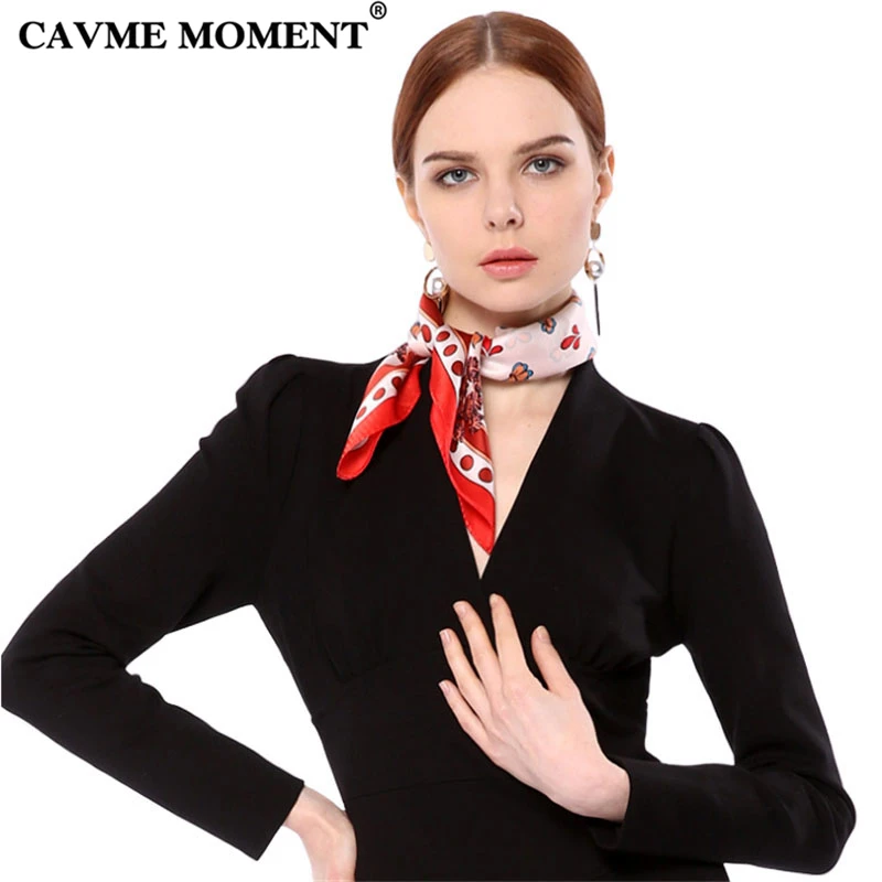 Cavme Square Silk Scarf 5353cm Women Small Scarves Luxury China Silk Neckerchief Printed