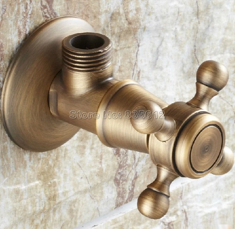 Antique Brass 1/2"male X 1/2" Male Brass Bathroom Angle Stop Valve Gold ...