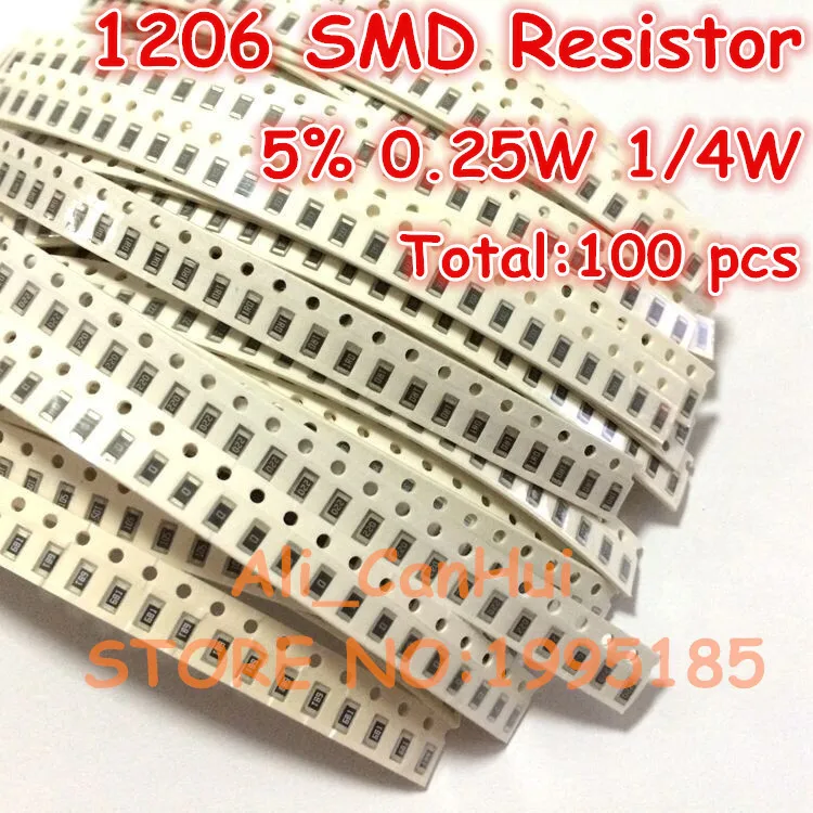 100pcs/lot 1206 5% 120 Ohm 120r 121 1/4w 0.25w Smd Resistor 3.2*1.6mm ...