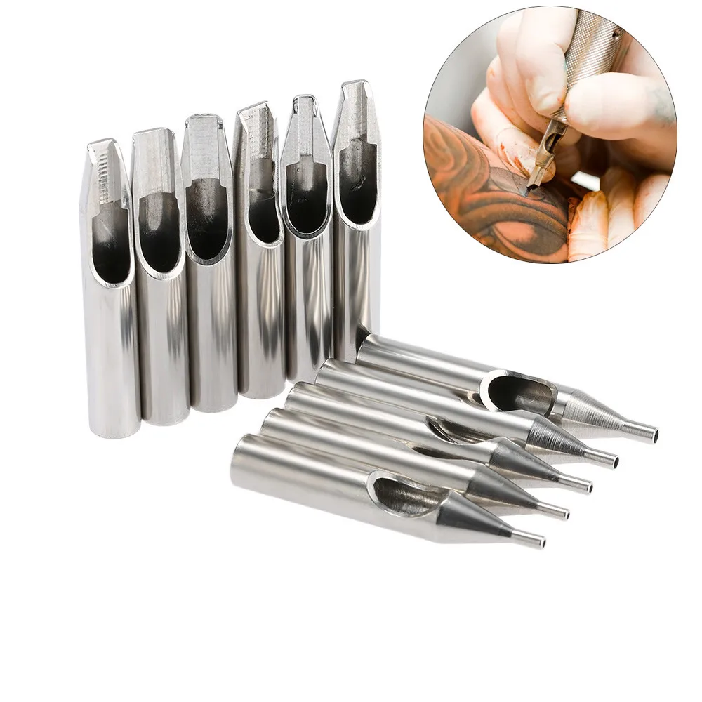 10pcs Stainless Steel Tattoo Tips Kit Rt Ft Dt Tattoo Nozzle Tips Set ...