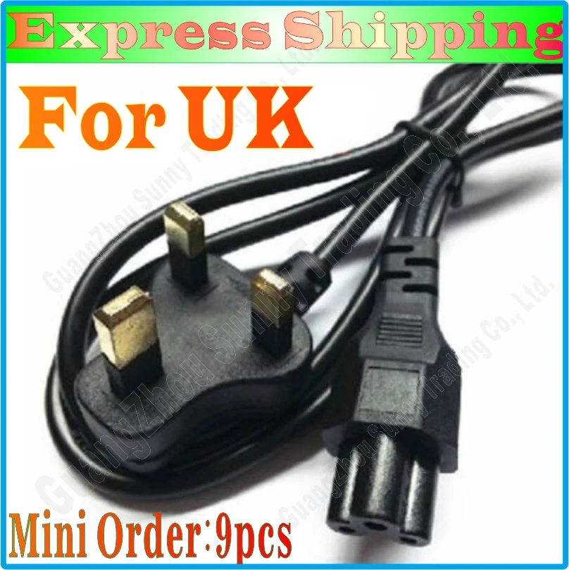 EXPRESS SHIPPING New 9pcs AC Power Cord Lead 3 Pin Clover For UK PLUG ...
