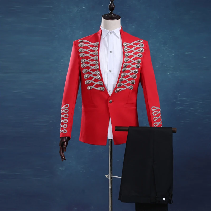 Vogue Palace Style Silver Embroidery Red Prince Tuxedos Classic ...