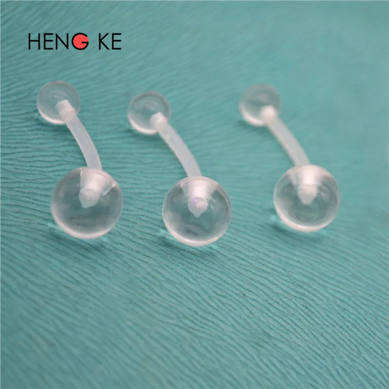 Uv Acrylic Belly Bar Belly Button Rings Piercing Body Jewelry 14g Clear ...
