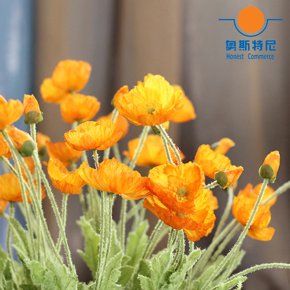 5pcs artificial flower bouquets orange color artificial corn poppy ...