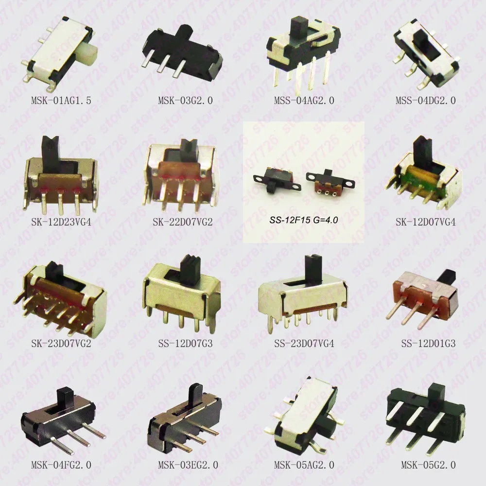 160PCS/16TYPES Mini Slide Switch On OFF Micro Toggle Switch 1P2T H=1.5 ...