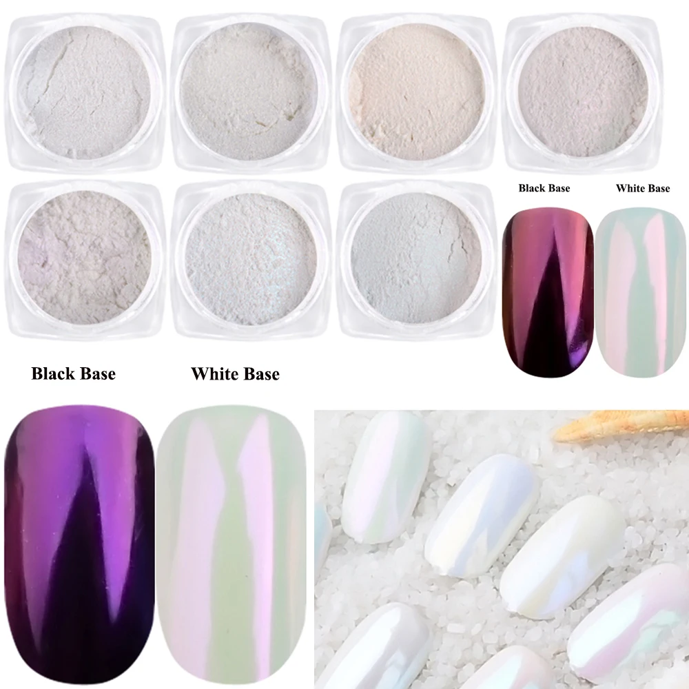 7pcs Set Mirror Nail Glitter Powder Set 7 Colors Manicure Dust Decor