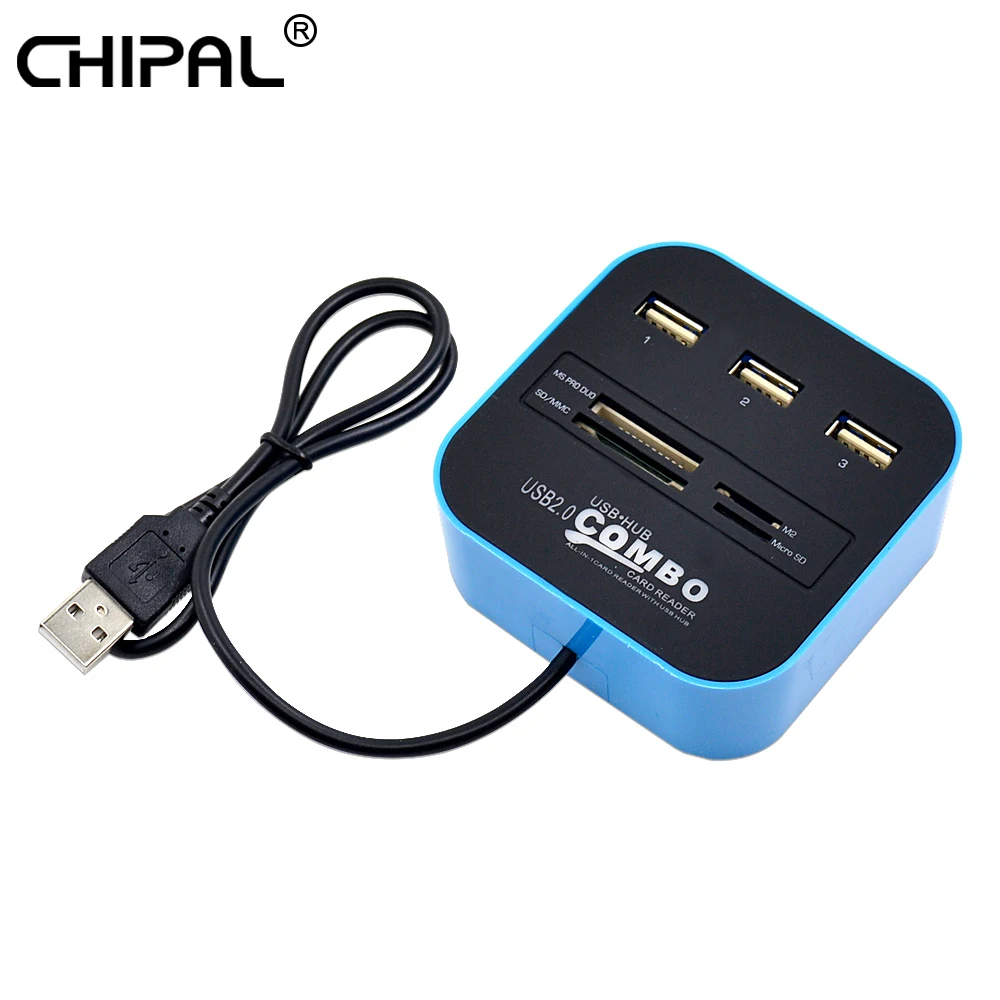 CHIPAL 3 Port USB HUB Card Reader Multi USB Splitter Combo for PC ...