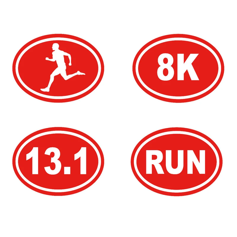 RUN, 8k, 13.1, Oval Running Triathlon Decal Car Window Running Race ...