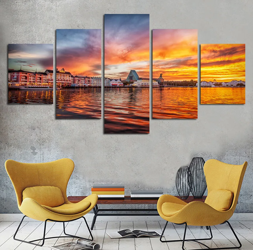 5 Panel Artwork Sea Landscapes Painting Modern Art Prints Sea Landscape ...