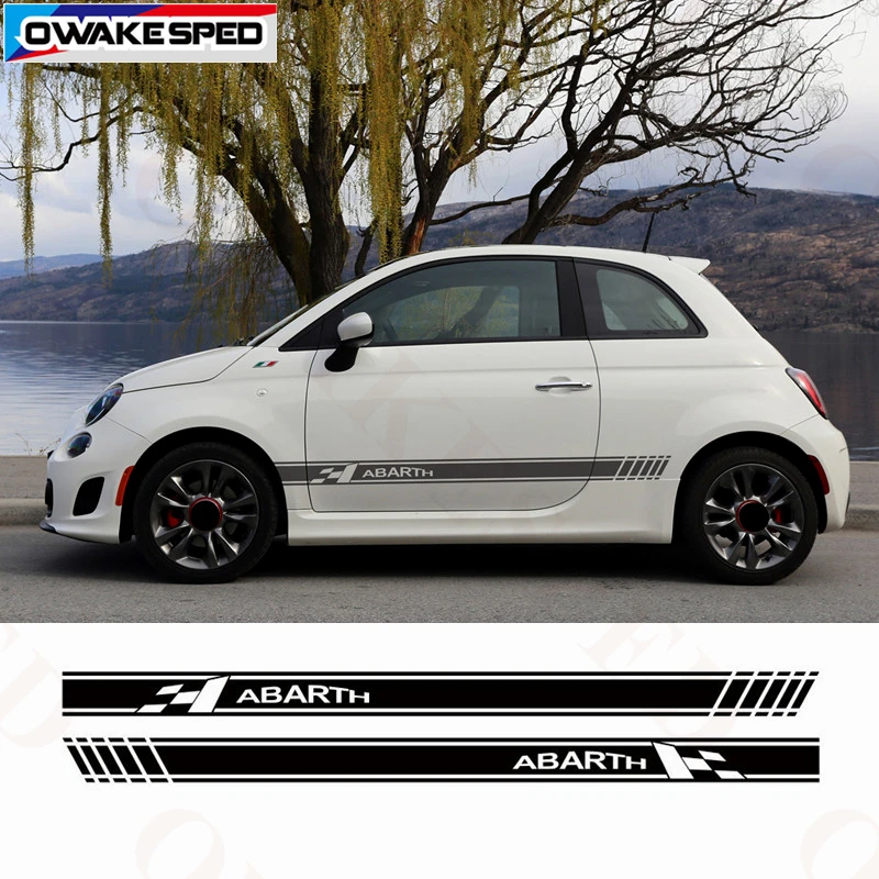 For Fiat 500 595 Abarth Sport Stripes Car Door Side Skirt Sticker ...