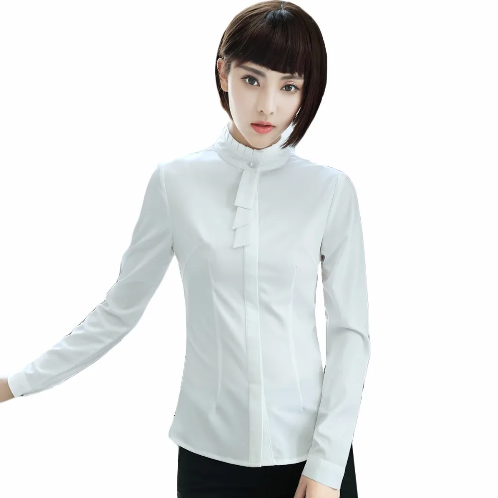 Women S 4XL Tie Shirt Business Career Office White Formal Blouse Work ...