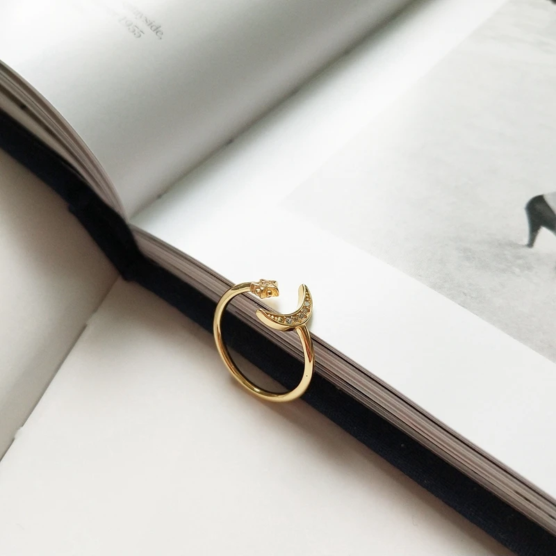 Star Moon Micro Inlay Zircon Rings Simple Image Design Wild Trendy ...