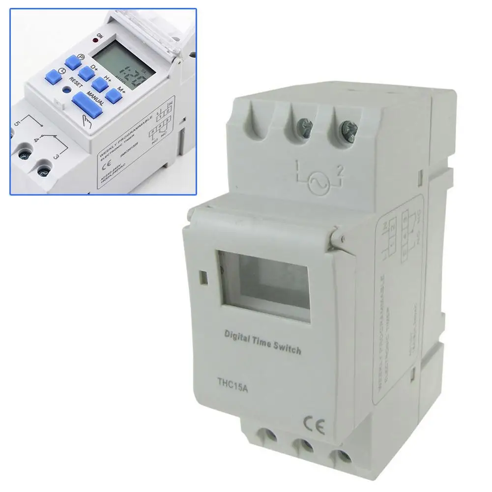ACEHE AC 220V 16A Digital LCD DIN Programmable Weekly Rail Timer Time ...