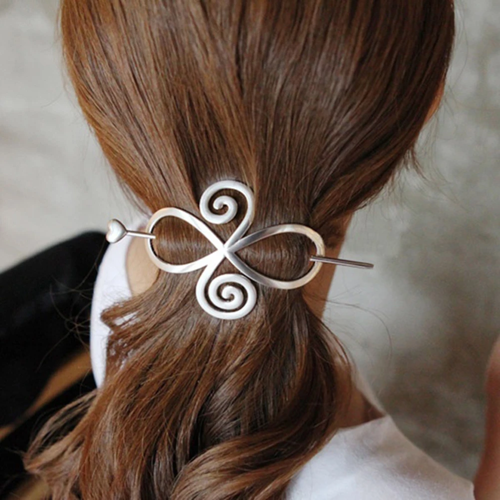 Fashion Women Hair Slide Ponytail Holder Pin Clip Dress Love Heart Hair ...