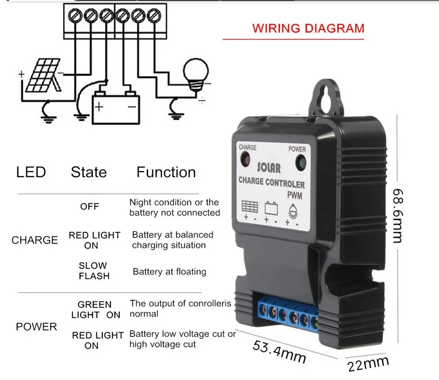 3A Solar Controller 3.2V 3A Auto Intelligence Solar PWM Cell Battery ...