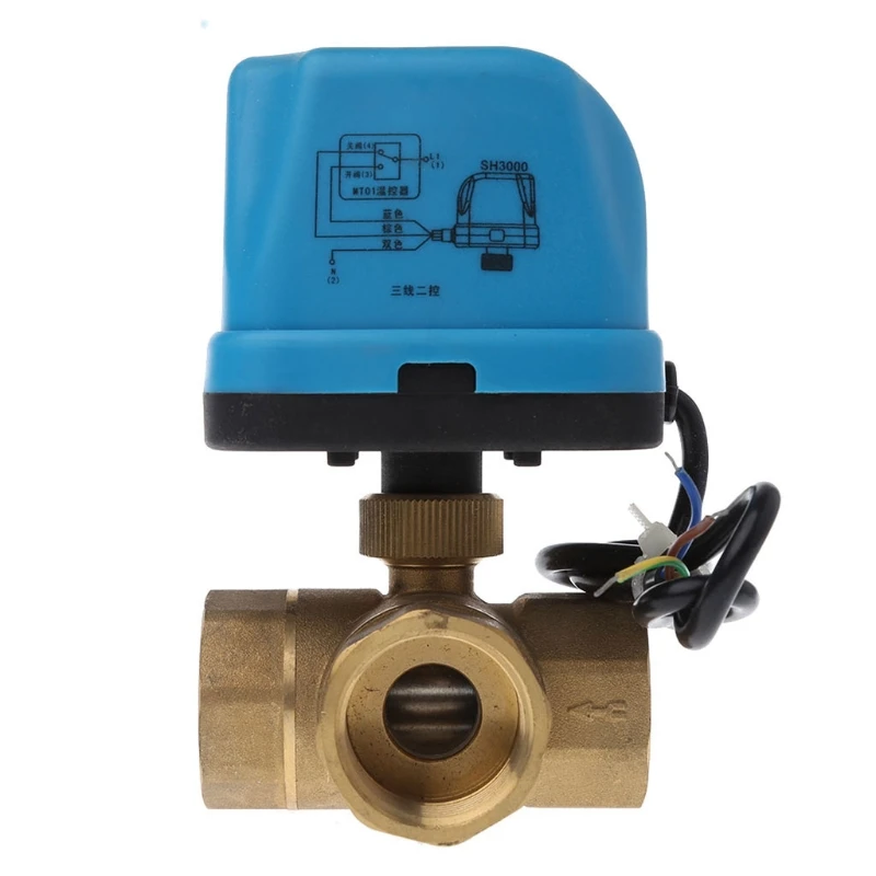 Electric Motorized Brass Ball Valve Dn25 Ac 220v 3 Way 3 Wire With
