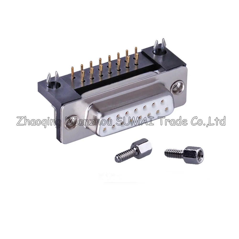 Great female DR15 D SUB socket connector,DB15 15Pin dual row 90 degrees ...