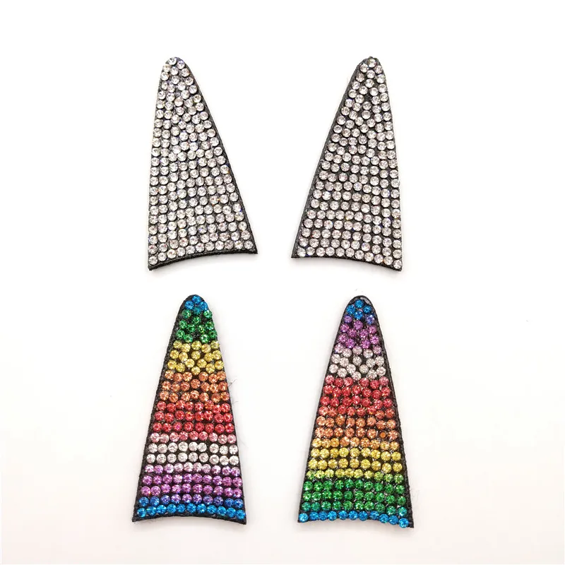 20pcs/lot Rainbow Shiny Diamond Rabbit Ear Padded Appliques For ...