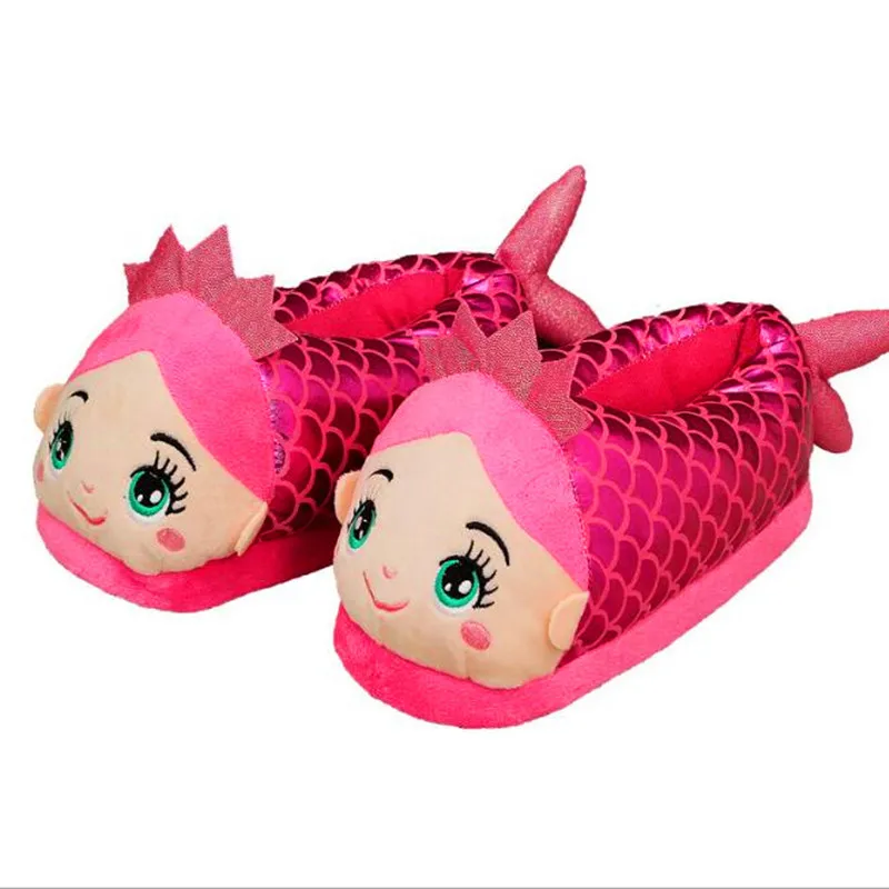Mermaid All-Inclusive Shoes Cartoon Slippers Home Plush Cotton Slippers ...
