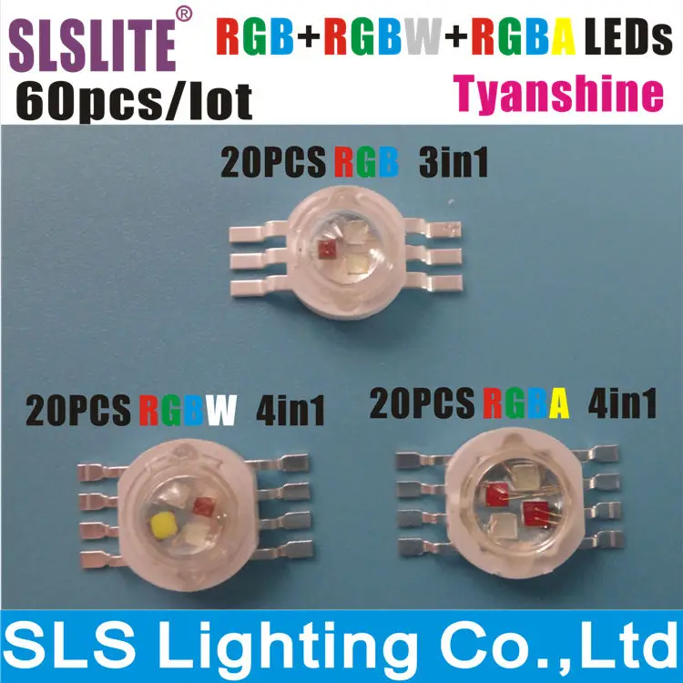 60PCS/LOT High power LED Lamps led chip RGB 3IN1 RGBW 4IN1 RGBA 4 in1 ...