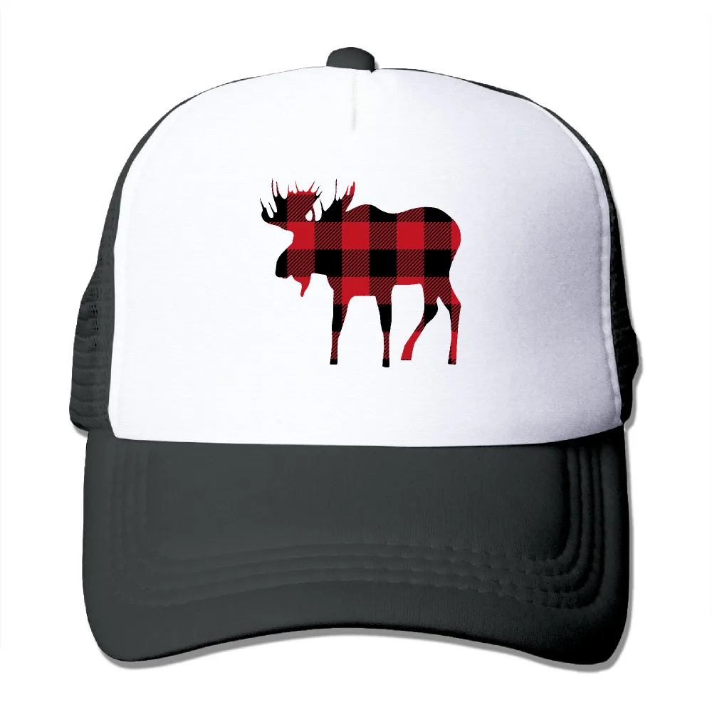 DUTRODU For Men Women Baseball caps Mesh Back Buffalo Plaid Moose ...