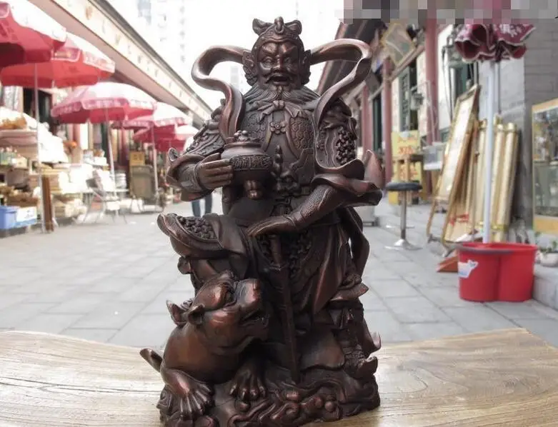 10" China Red Bronze Copper Feng Shui Lucky Wealth God Tiger Of Wealth ...