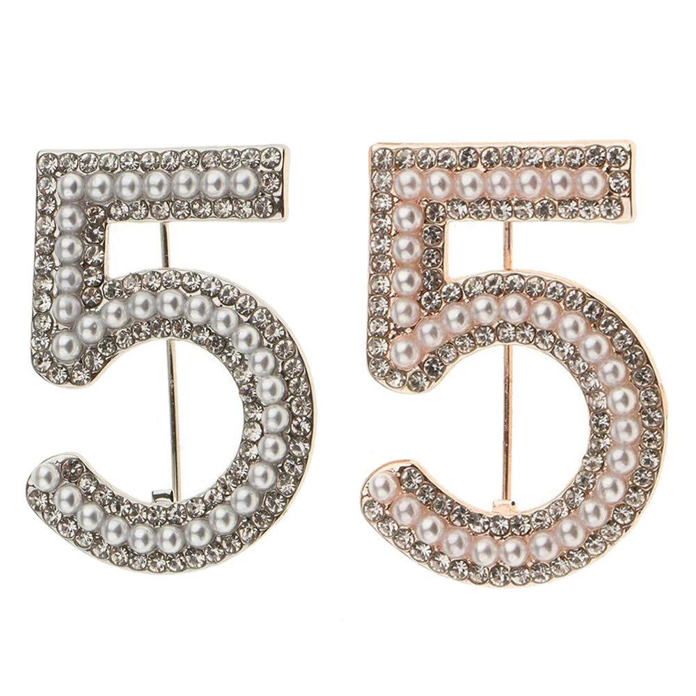 2019 New Women Brooches Letter 5 Full Crystal Rhinestone Brooch Pins ...