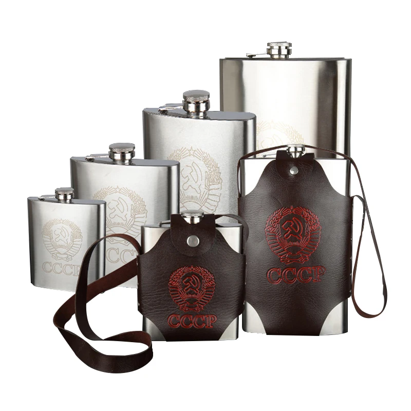 New-64-48-32-18OZ-Stainless-Steel-Hip-Flask-Set-With-Belt-Case-Portable ...