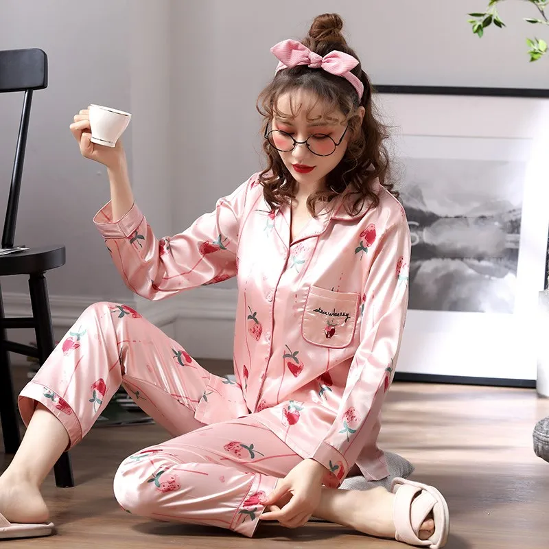 Women Autumn Pyjama Set Long Sleeve Home Furnishing Home Suit Pure ...