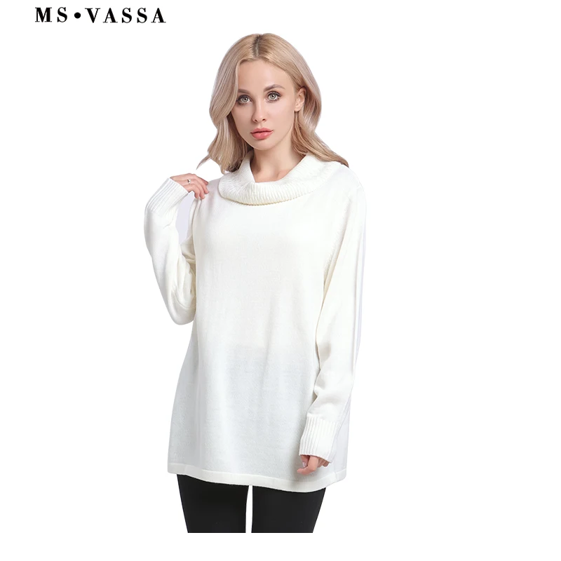 Ms Vassa Turtleneck Sweaters Women 2017 Autumn Winter New Loose