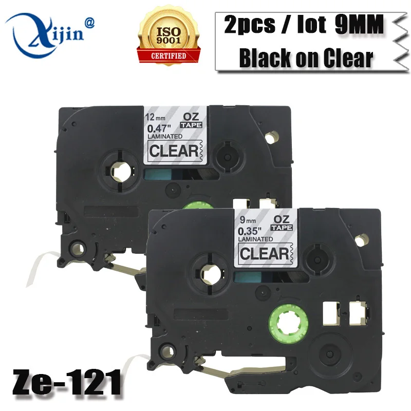 2pcs/lot Tze 121(9mm*8m) Tze131(12mm*8m) Black on Clear Laminated Label ...