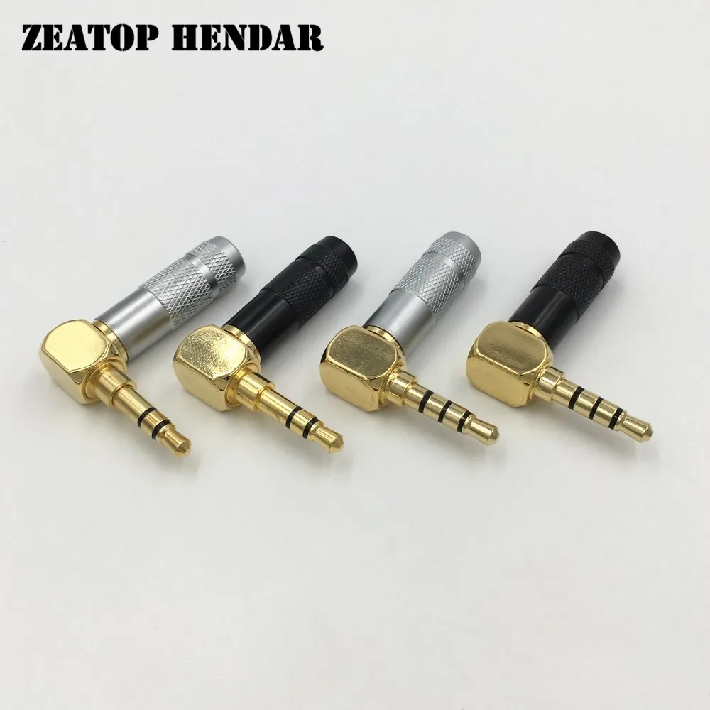 50Pcs Right Angle 3.5mm 3 4 Pole Audio Jack 3.5 Stereo Male Plug for ...