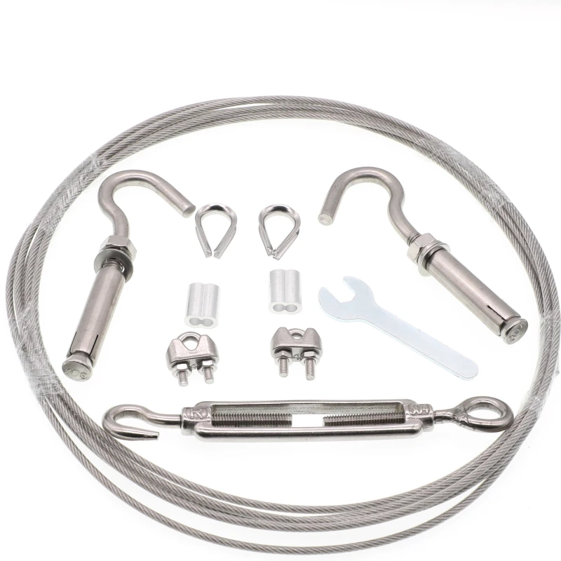 1 SET 304 Stainless Steel Wire Rope Plastic Coated Wire Set Clothesline ...