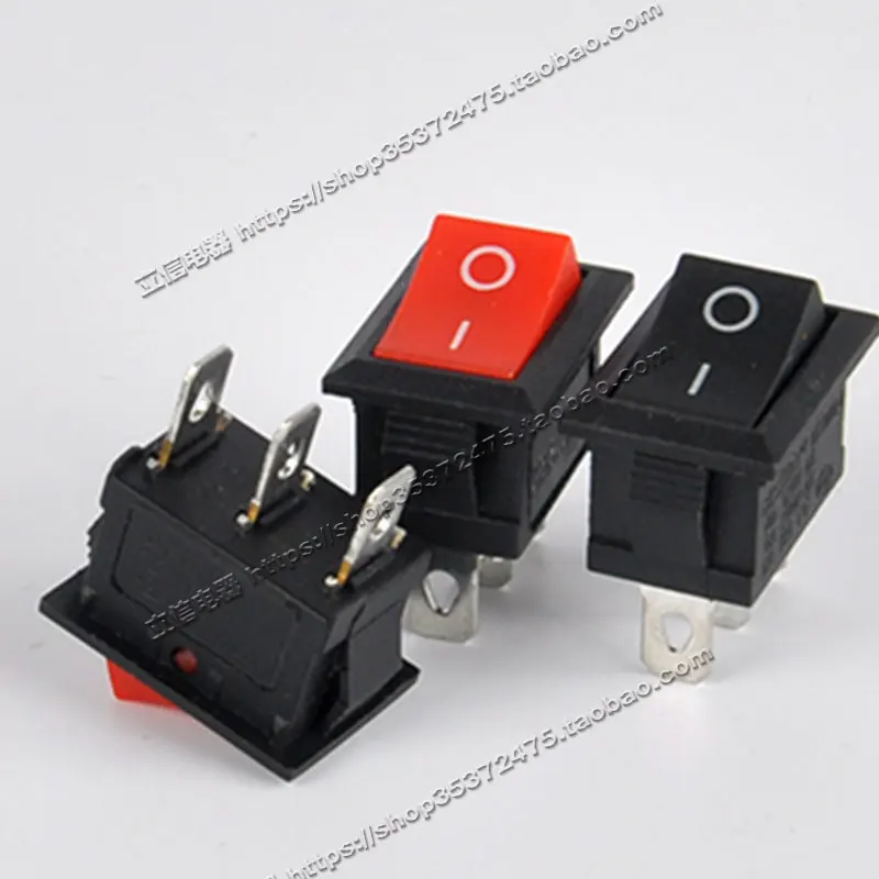 50pcs rocker switch red/Black rocker switch 125V 10A/250V 6A KCD1 102 3 ...