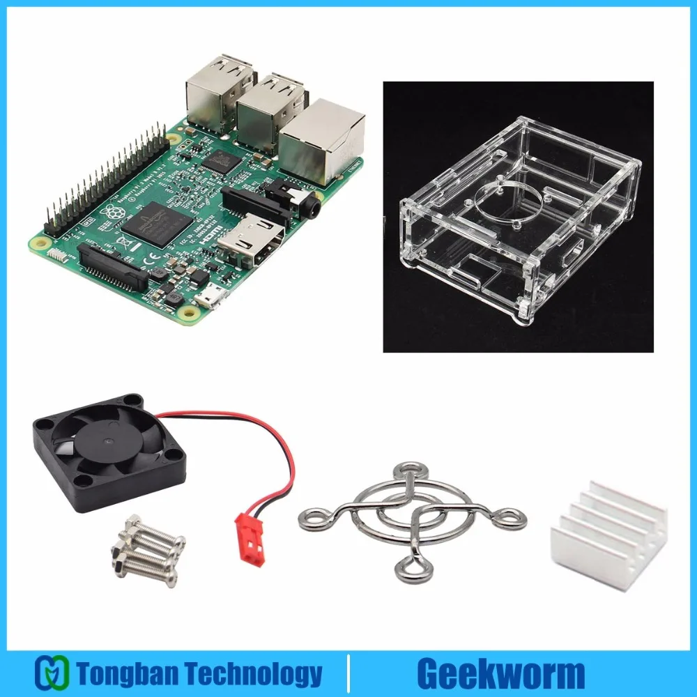 4 In 1 Raspberry Pi 3 Model B Demo Board V31 Acrylic Case Fan Heatsink Heat Sink Kit