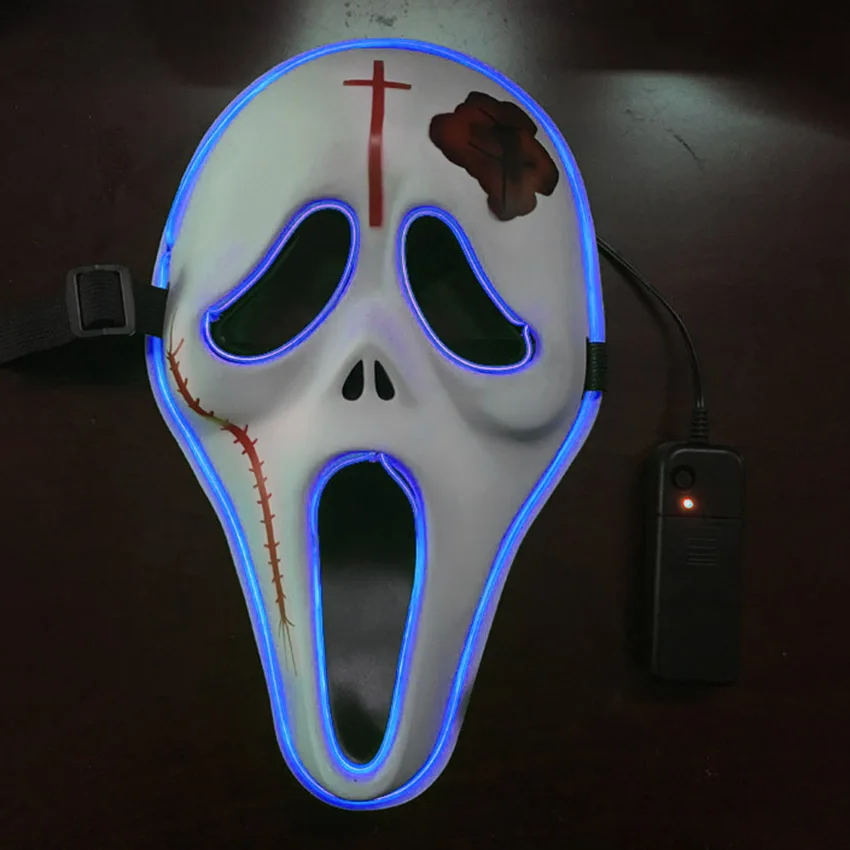FGHGF Scary Awesome Skull LED Mask Light Up Mask Creepy Smile Glowing ...