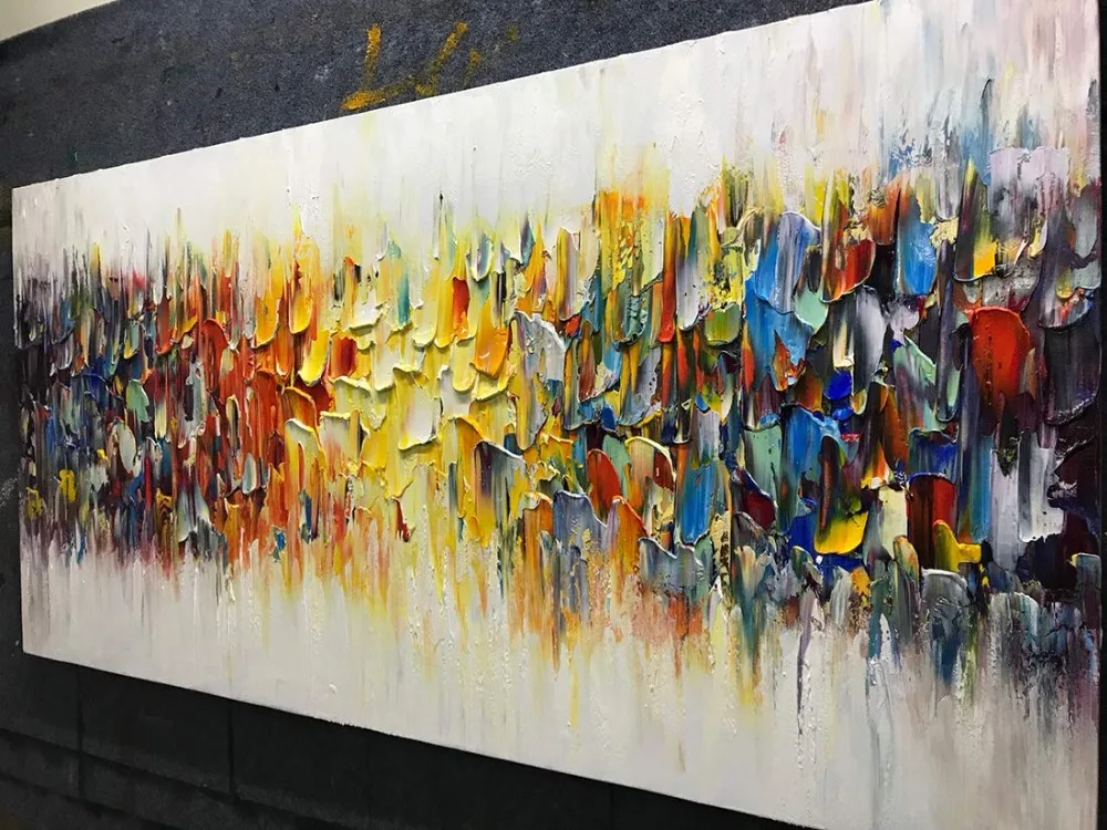 Hand painted thick knife oil painting abstract color art modern home ...