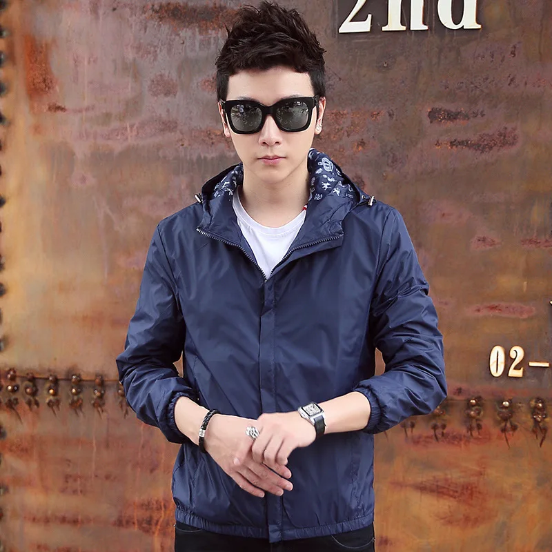 Men's Jackets Solid Mens Bomber Side Slit Pockets Black Hooded ...