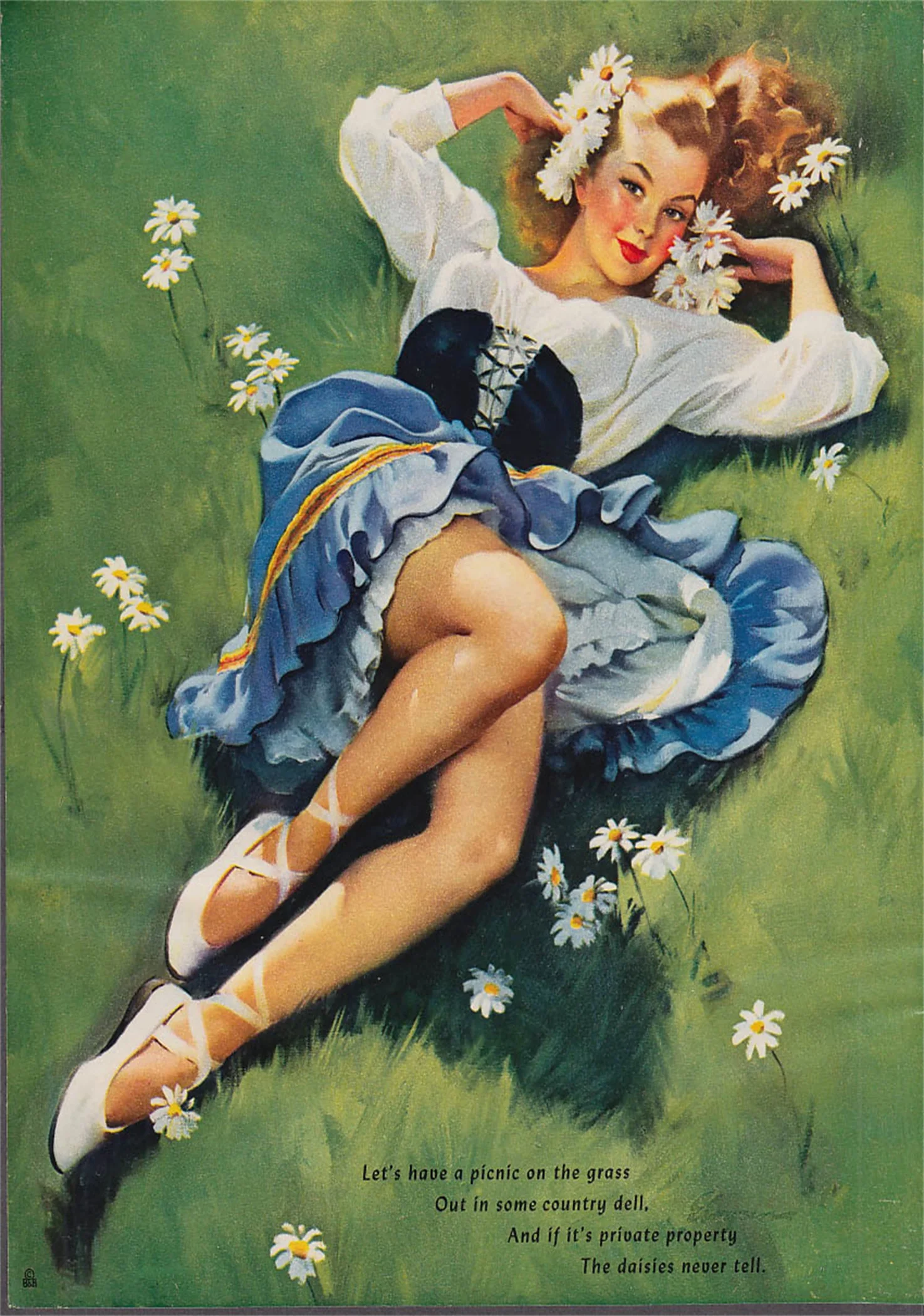 Meadow Garden Sexy Pin Up Girl Art Propaganda Retro Vintage Kraft ...