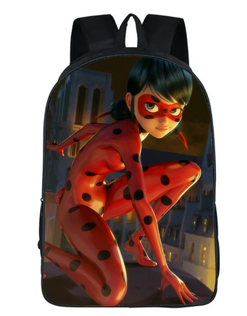 16 Inch Miraculous Ladybug Cat Noir Backpack For Teenagers Boys Girls ...