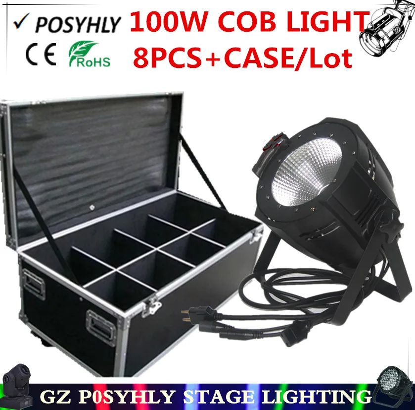 8PCS/ 100W COB Lights + Flight Case dmx512 control led PAR AC90V 240V ...